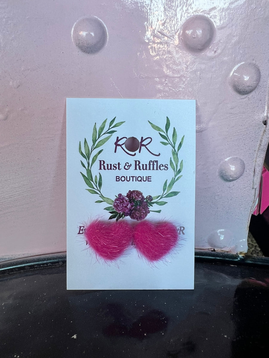 Fuzzy Heart Studs – Rust & Ruffles